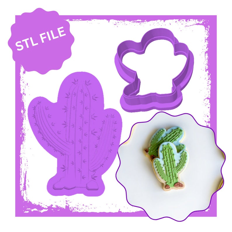Cactus Debosser & Cookie Cutter STL File, Digital Cookie Cutters ...
