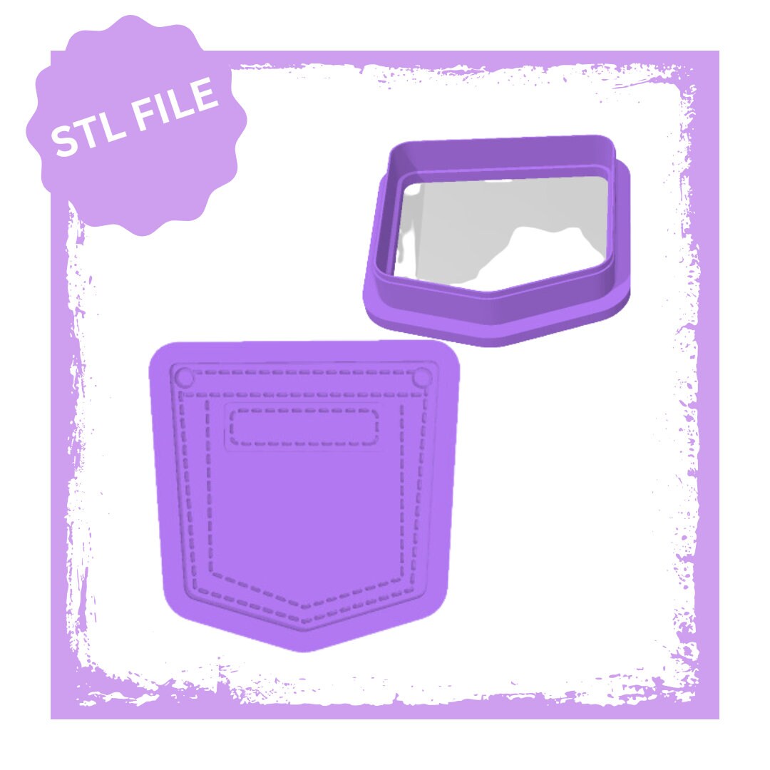 Jean Pocket Debosser & Cookie Cutter STL File, Western Cookie Cutters ...