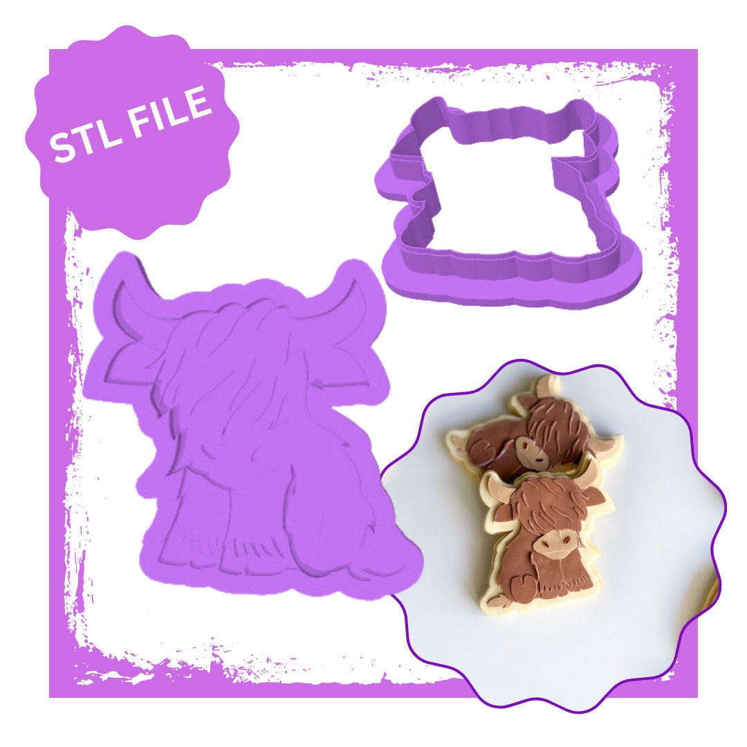 Highland Cow Debosser & Cookie Cutter STL File, Highland Cow, Birthday ...
