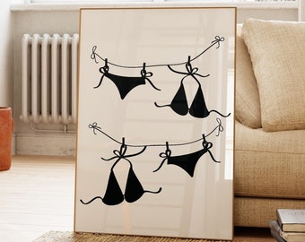 Blue Bikini Art Print, Bathing Suit Poster, Beachy Prints, Coconut Girl ...