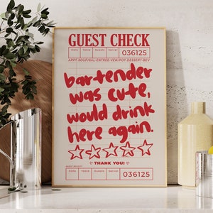 Bartender Was Cute Would Drink Here Again Funky Bar Art Print Bar Cart ...