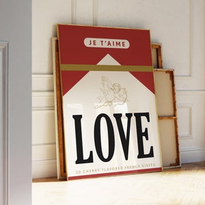 Red Retro Love Poster Wall Art, Vintage Fashion Wall Decor, Wall Art ...