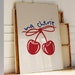 Red Bow Cherry Poster, Ma Cherie Coquette Wall Art, Red Blue Ribbon Bow ...
