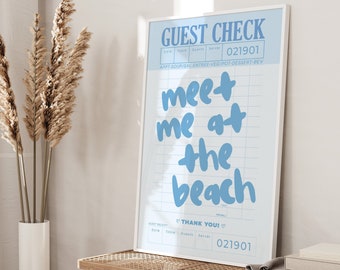 Coastal Retro Surf Car Print, Horizontal Light Blue Surfing Wall Art, Preppy Beachy Room ...