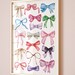 Trendy Watercolor Bows Wall Art Prints Grand Millennial Wall Art ...