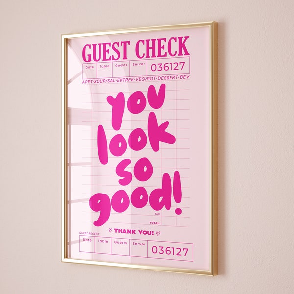 You Look so Good Guest Check - Etsy