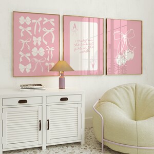 Pink Bows Print Set of 3, Preppy Wall Art, Coquette Decor, Ace Card ...