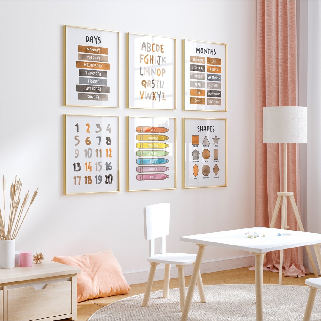Educational Posters Set Of 6 Montessori Classroom Decor Homeschool