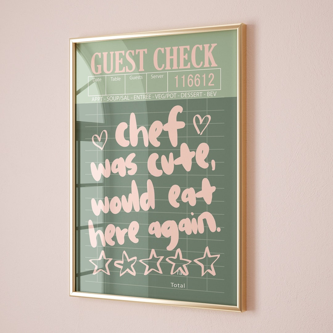 Chef Was Cute Print, Kitchen Wall Art Cooking Aesthetic Decor, Trendy ...