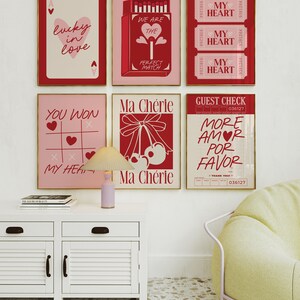 Valentines Day Wall Art Prints Set of 6 Valentines Posters | Retro ...