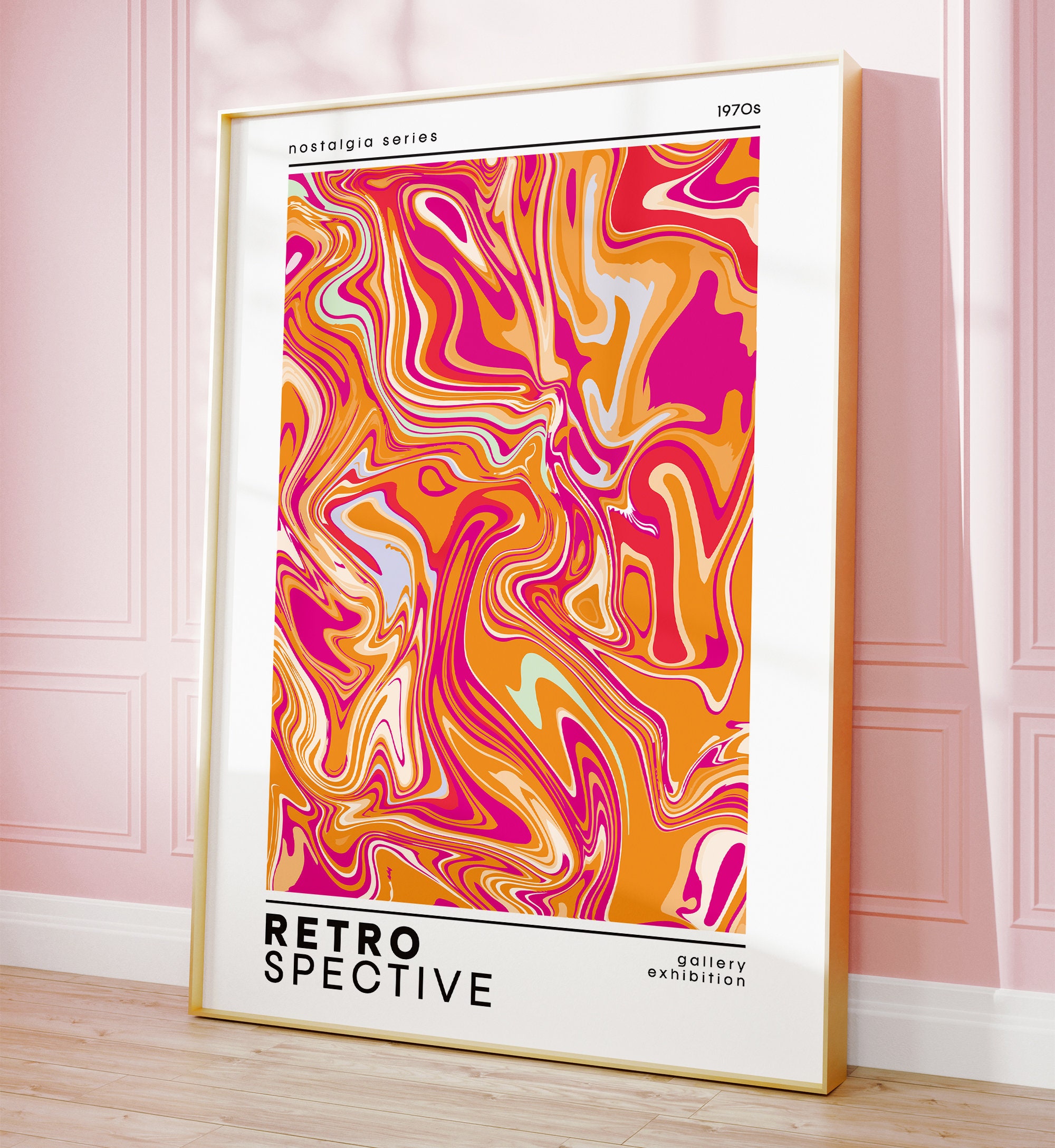 70s Orange Pink Retro Funky Vintage Psychedelic Nostalgic - Etsy