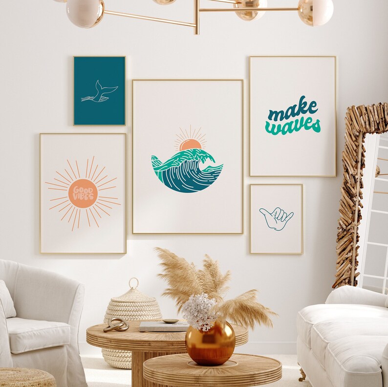 Boho Surf Gallery Wall Art Set of 5 Prints Surf Nursery - Etsy