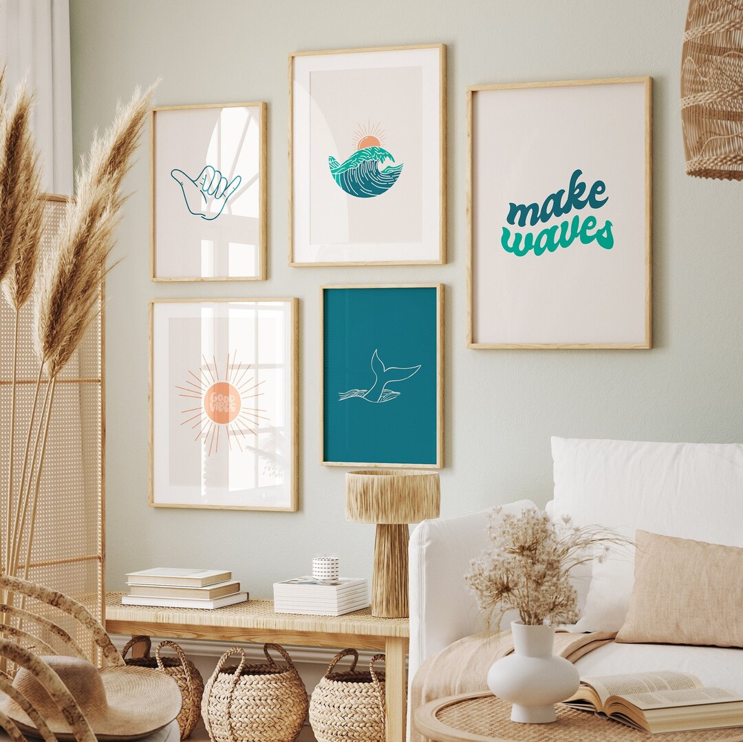 Boho Surf Gallery Wall Art, Set of 5 Prints, Surf Nursery Decor, Surf ...