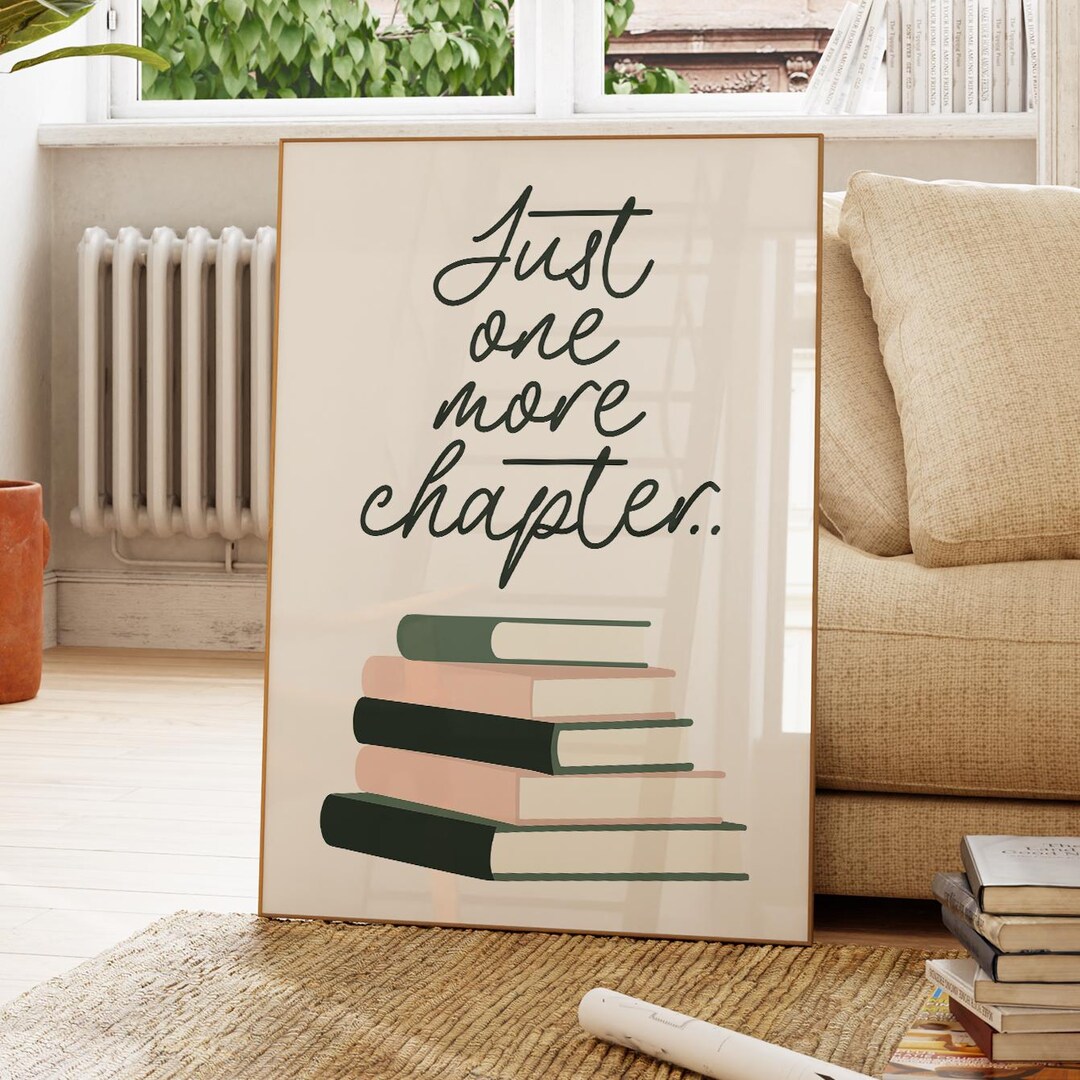 Book Lover Print, Stack of Books Poster, Cute Typography Wall Art ...