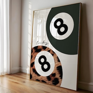 Retro 8 Ball Poster Sage Green Lucky Eight Ball Print, Green Vintage ...