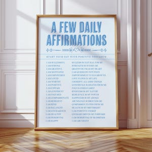 Daily Affirmations Blue Wall Art Prints Coastal Cowgirl Preppy Dorm ...