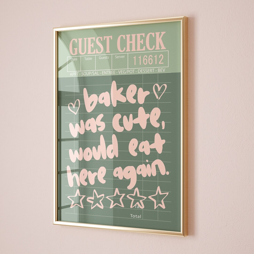 Guest Check Prints Trendy Wall Art Sage Green Pink Aesthetic Poster ...