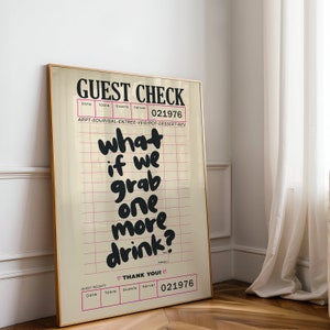 Trendy Wall Art Prints Set of 2 Retro Happy Hour Ticket Print Bar Cart ...