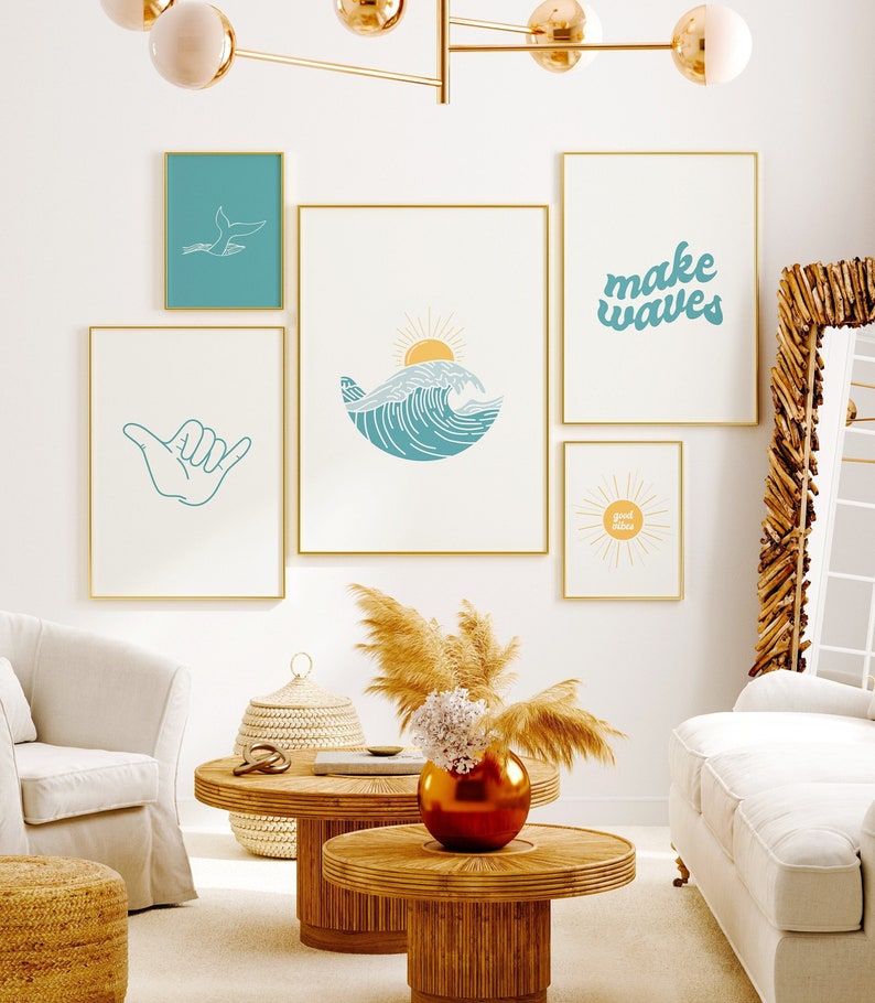 Boho Surf Gallery Wall Art Set of 5 Prints Surf Nursery - Etsy