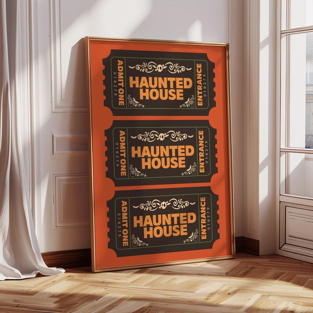 Haunted House Ticket Print Wall Art, Scary Spooky Dark Academia Decor ...