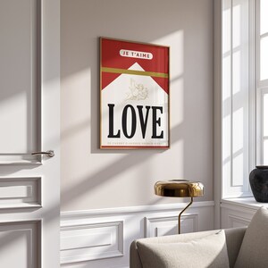Red Retro Love Poster Wall Art, Vintage Fashion Wall Decor, Wall Art ...