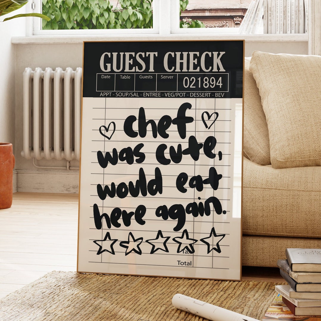 Chef Was Cute Print, Kitchen Wall Art Cooking Aesthetic Decor, Guest ...