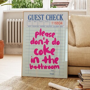 Please Dont Do Coke in the Bathroom, Bar Cart Art Cocktail Poster Preppy Y2k Dorm Room Decor ...