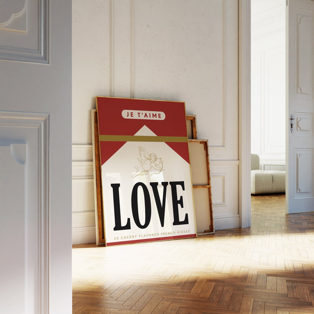 Red Retro Love Poster Wall Art, Vintage Fashion Wall Decor, Wall Art ...