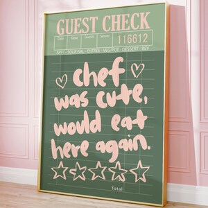 Chef Was Cute Print, Kitchen Wall Art Cooking Aesthetic Decor, Trendy ...
