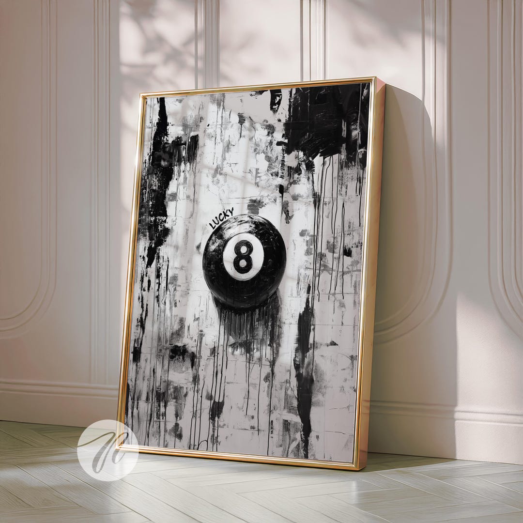 Vintage 8 Ball Print, Retro Black and White Wall Art (digital Download ...
