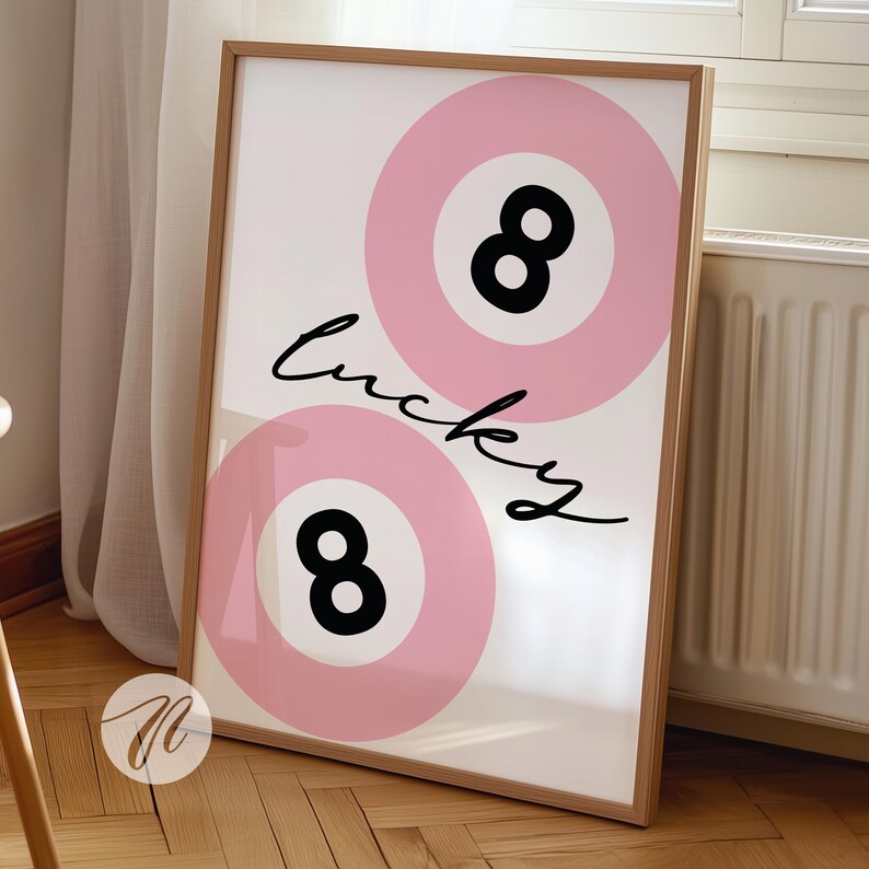 Lucky 8 Ball Wall Art, Stockholm Style Room Decor - (digital Download ...