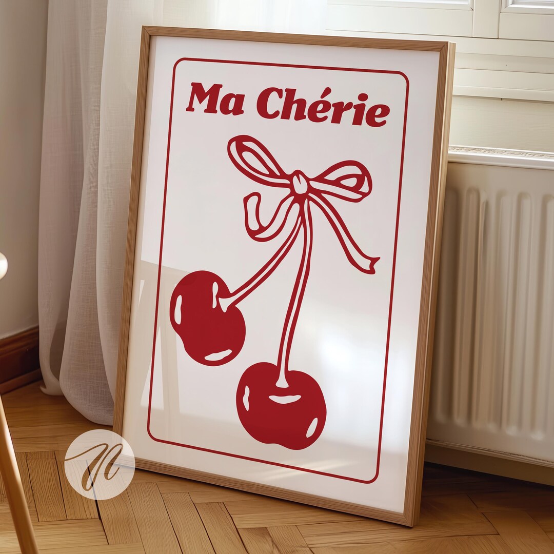 Red Cherry 'ma Cherie' Print, Coquette Room Decor (digital Download) - Etsy