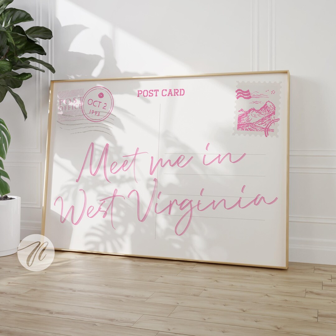 West Virginia Postcard Print, Minimalist State Wall Art (digital ...
