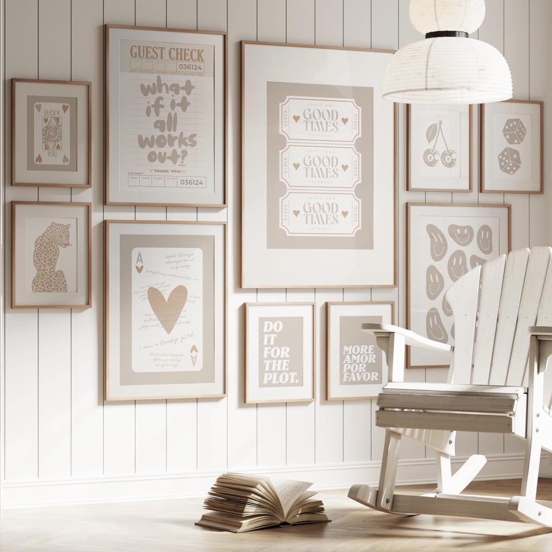 Neutral Wall Prints Set of 10, Beige Boho Decor, Affirmation Wall Art ...