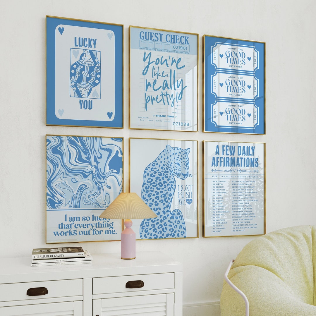 Coastal Beachy Preppy Blue Gallery Print Set of 6 Light Blue - Etsy