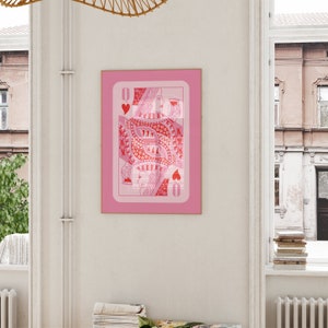 Queen of Hearts Playing Card Prints | Pink and Red Wall Art | Preppy ...