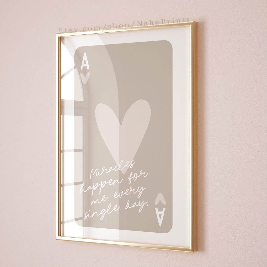 Lucky Girl Print, Beige Tan Preppy Wall Art, Coastal Cowgirl, Ace Card ...