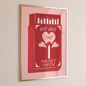 Perfect Match Prints Red Matchbox Valentines Day Decor Cute Valentines ...