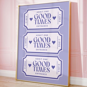 Good Times Ticket Poster Bar Cart Art Cocktail Print Trendy - Etsy