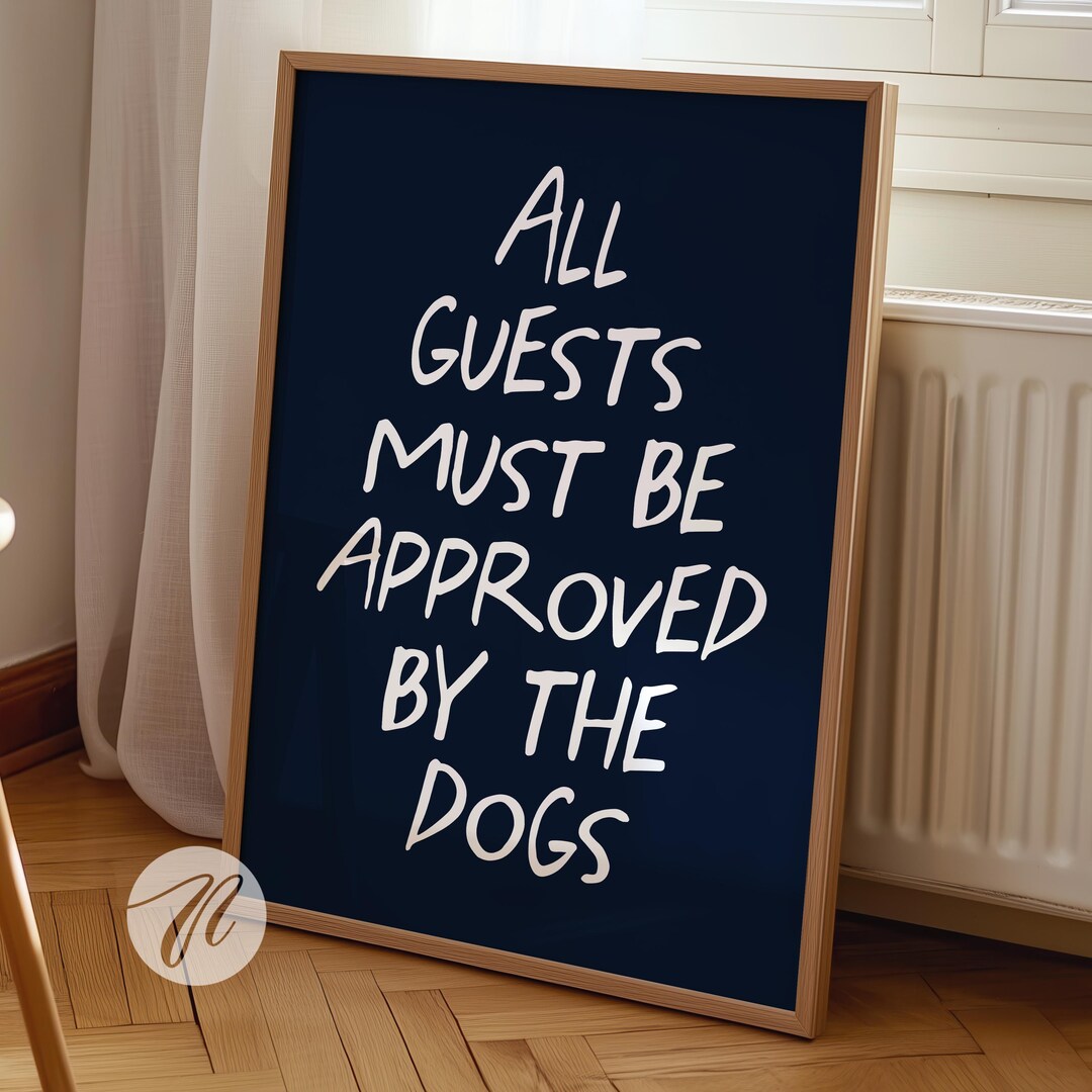 Funny Dog Print, Navy Typography Wall Art, Fun Dog Owner Gift, Cute ...