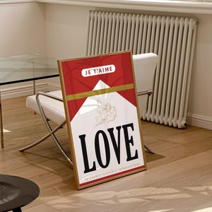 Red Retro Love Poster Wall Art, Vintage Fashion Wall Decor, Wall Art ...