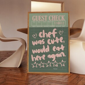 Chef Was Cute Print, Kitchen Wall Art Cooking Aesthetic Decor, Trendy ...