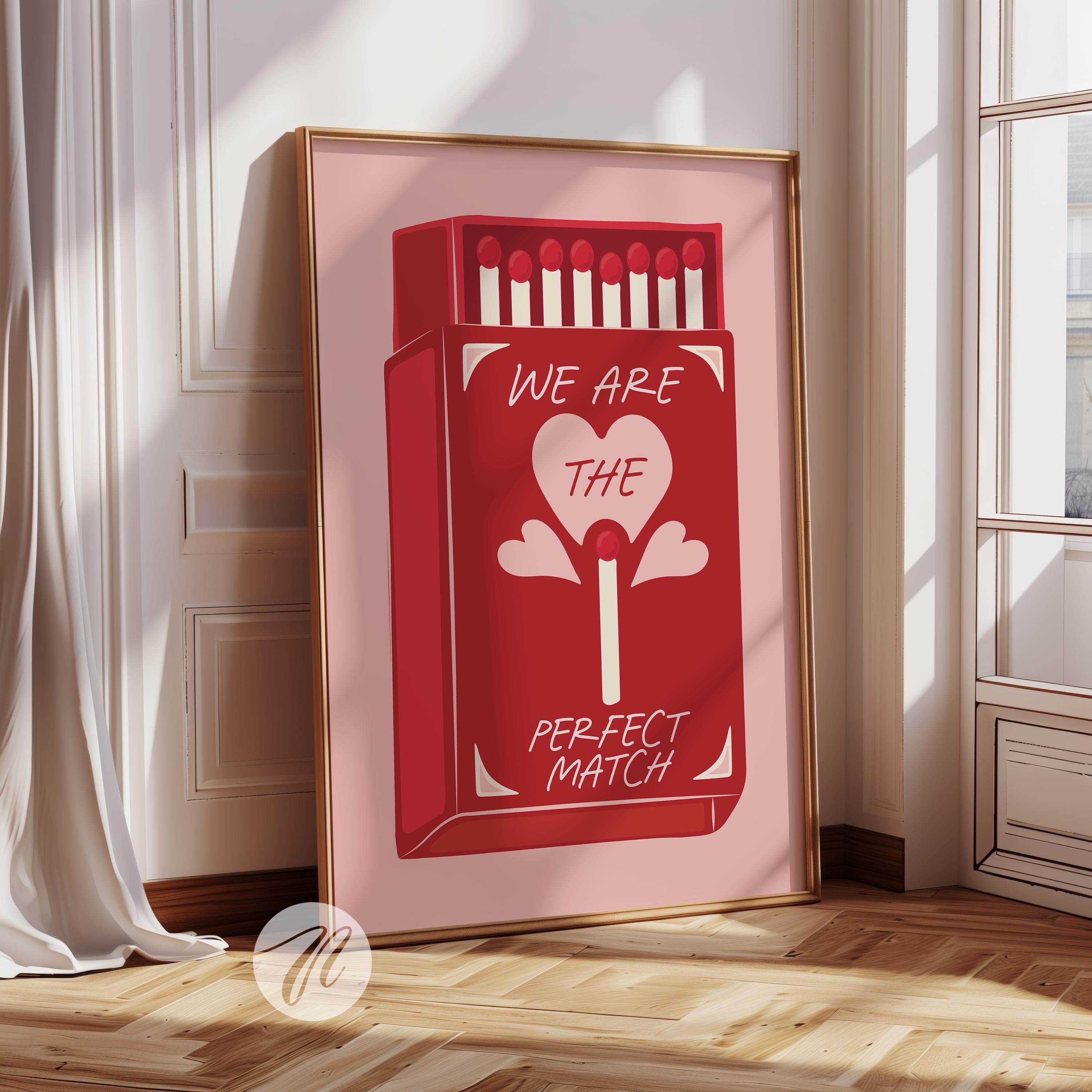 Perfect Match Prints Red Matchbox Valentines Day Decor Cute Valentines ...