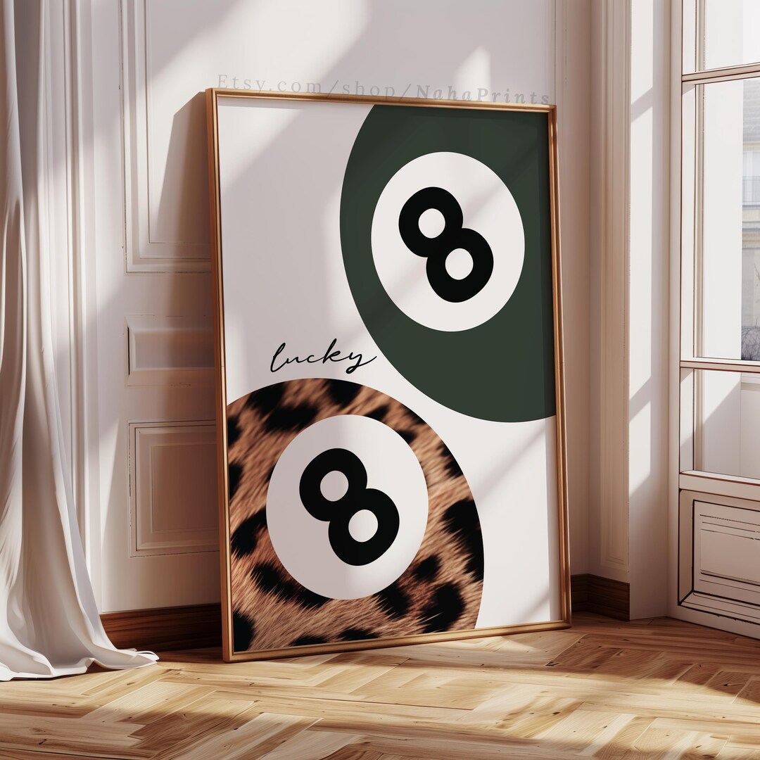 Retro 8 Ball Poster Sage Green Lucky Eight Ball Print, Green Vintage ...