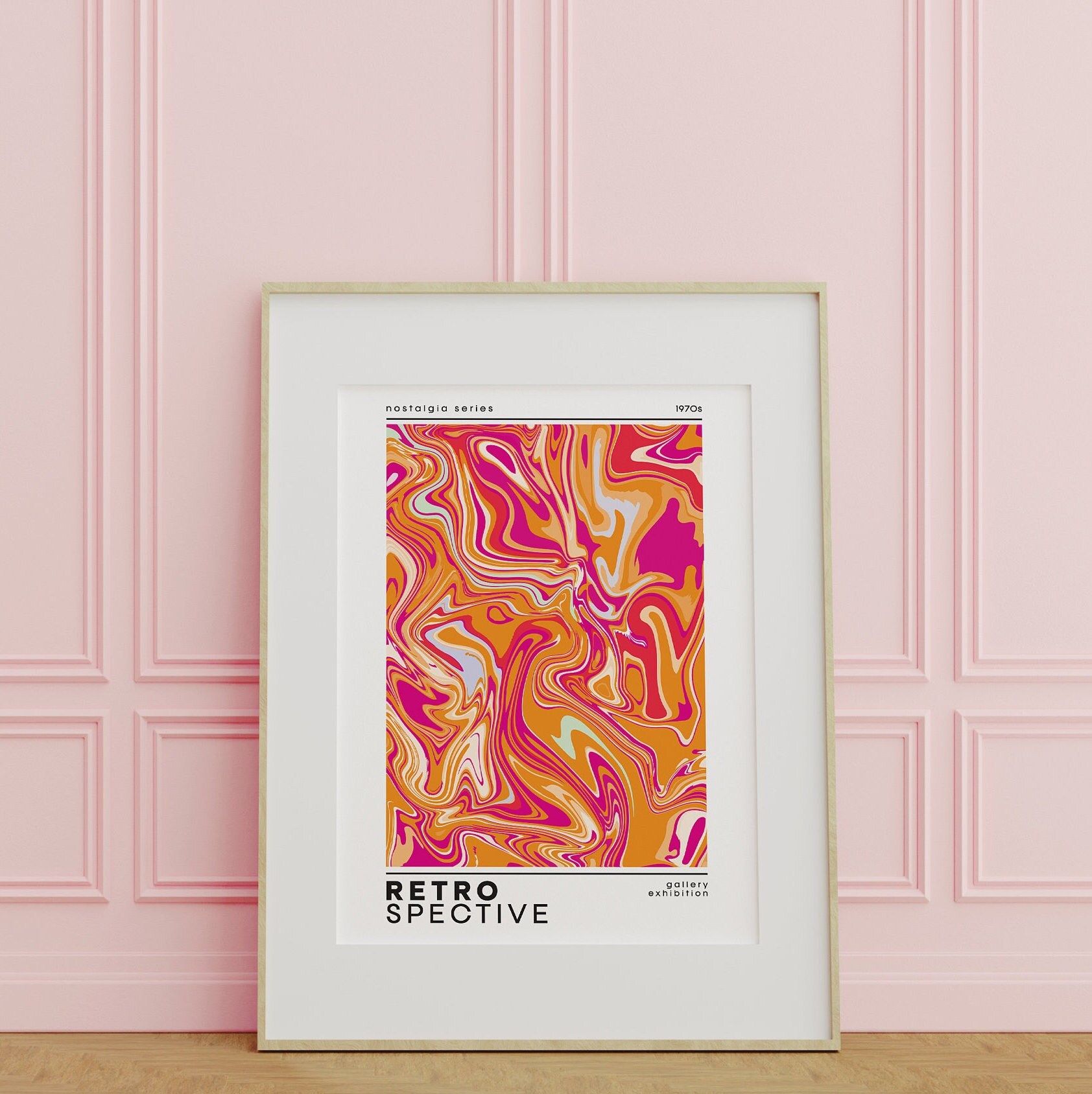 70s Orange Pink Retro Funky Vintage Psychedelic Nostalgic - Etsy