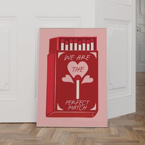 Perfect Match Prints Red Matchbox Valentines Day Decor Cute Valentines ...