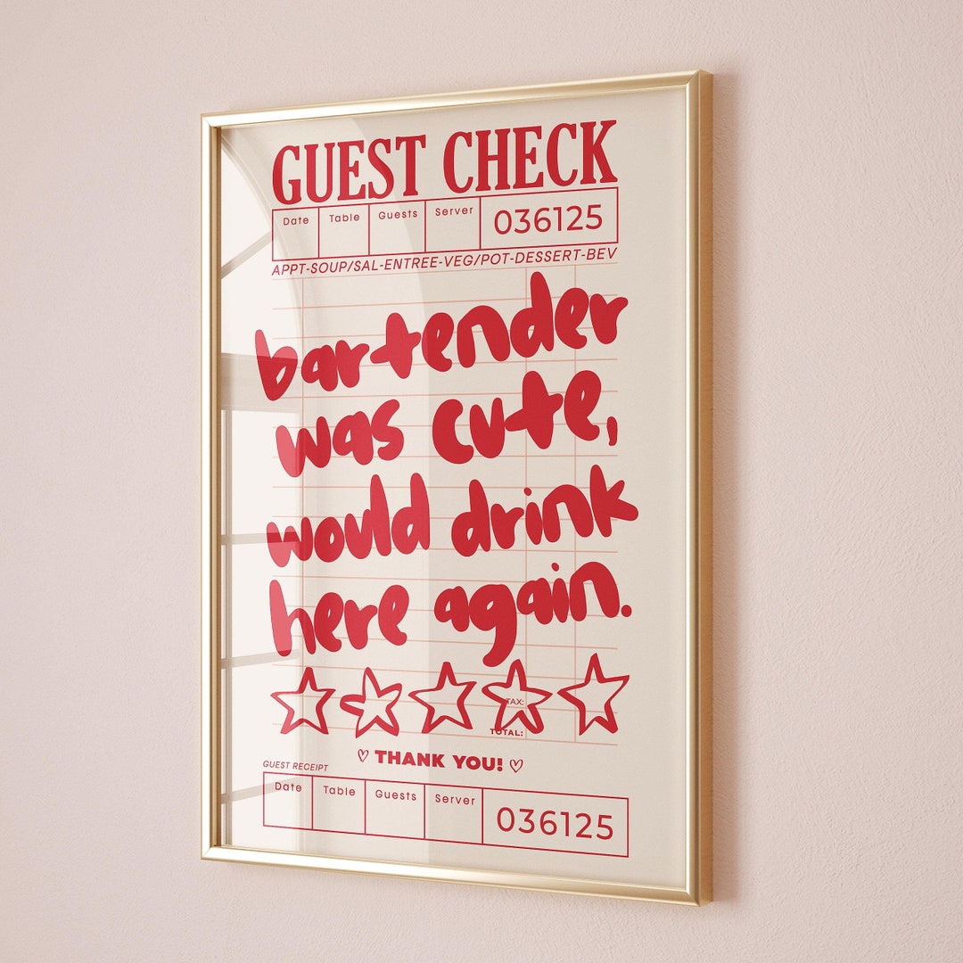 Bartender Was Cute Would Drink Here Again Funky Bar Art Print Bar Cart ...