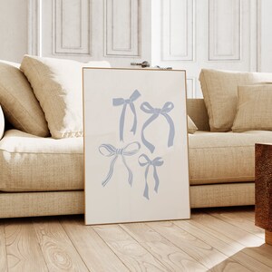 Blue Bows Print, Preppy Bow Wall Art, Coquette Aesthetic Room Decor ...
