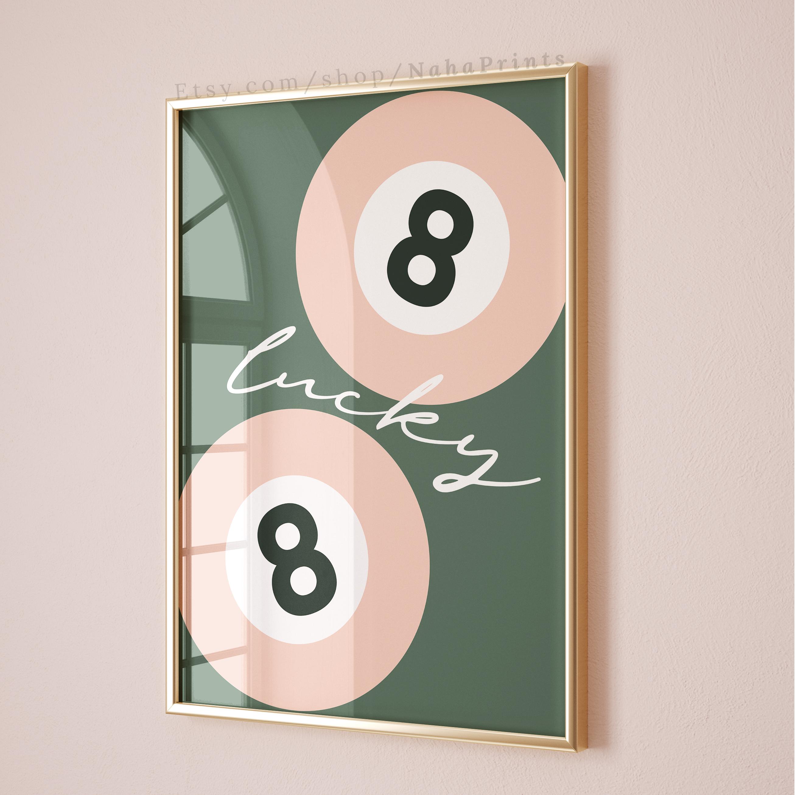 Retro 8 Ball Poster Set, Green Cheetah Print (digital Download) - Etsy