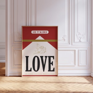 Red Retro Love Poster Wall Art, Vintage Fashion Wall Decor, Wall Art ...